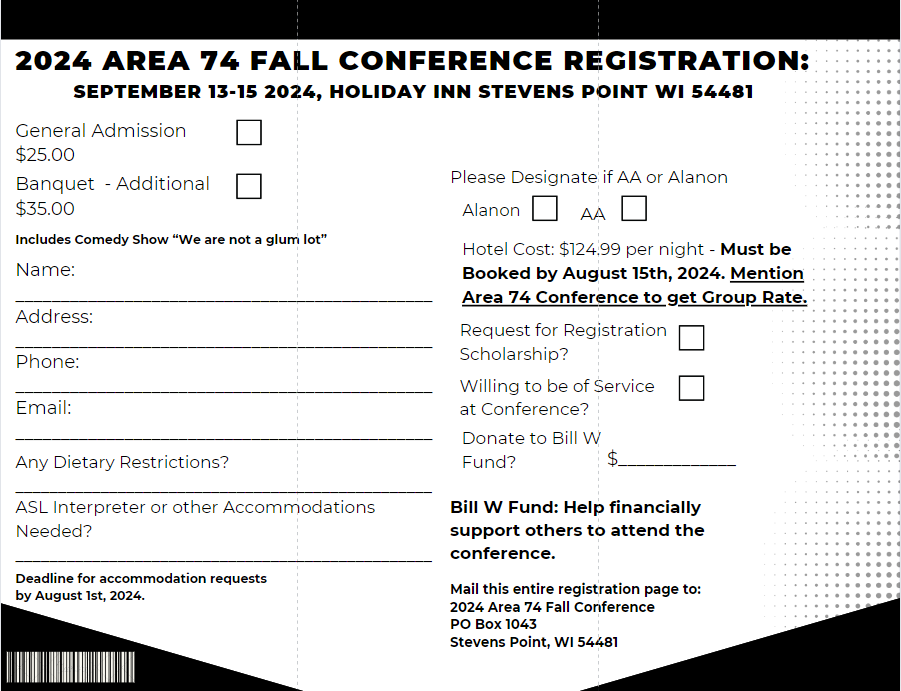 Area 74 2024 Fall Conference - Alcoholics Anonymous - District 04 Area 74