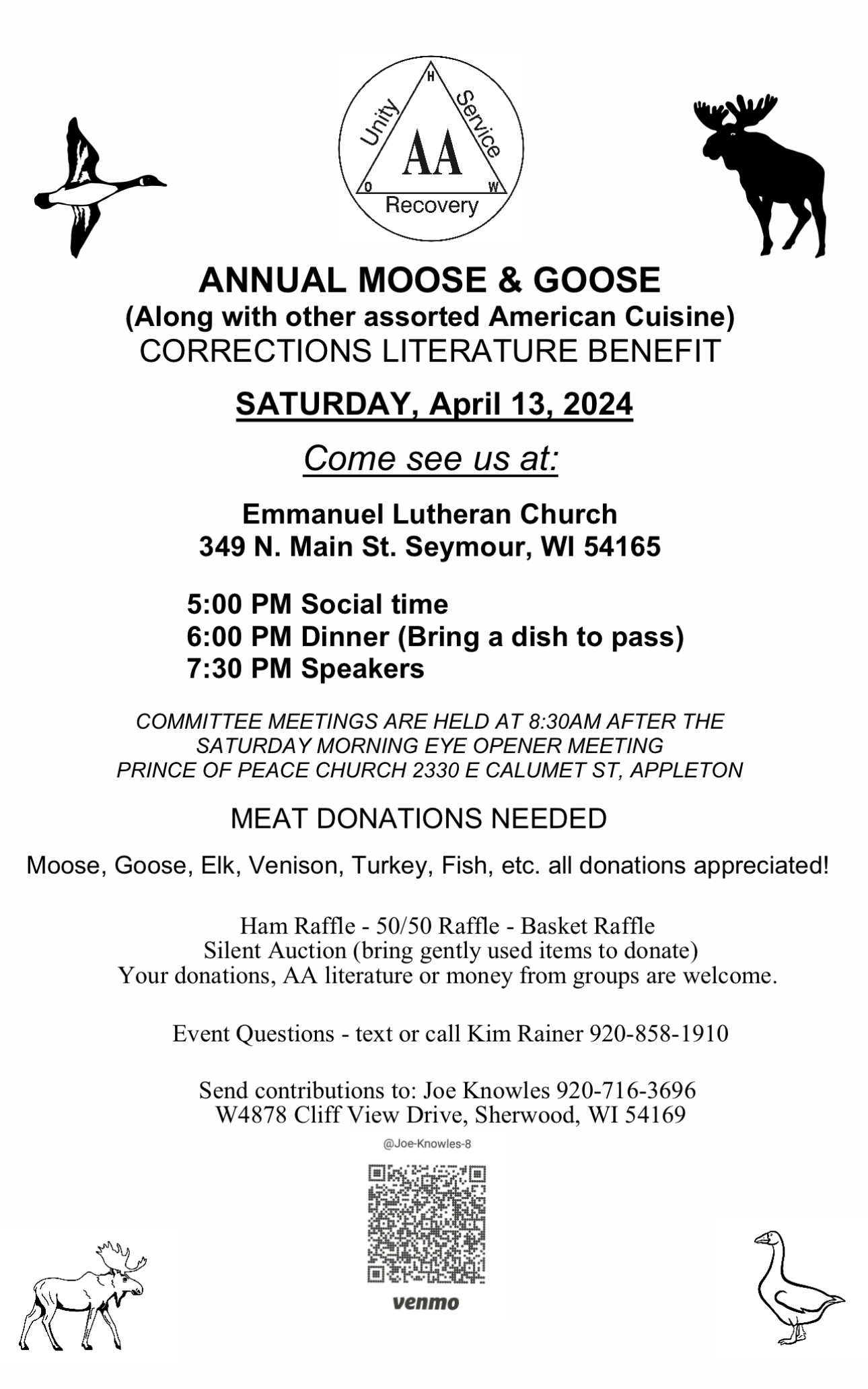 Annual Moose & Goose - Alcoholics Anonymous - District 04 Area 74